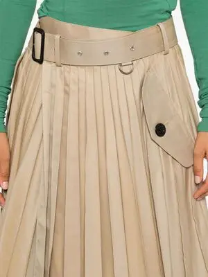 Sacai Plissé Midi Skirt - Neutrals