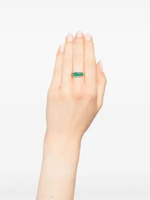 APM MONACO 18kt Gold Plated Malachite Ring Green