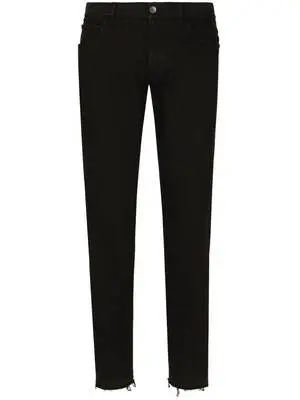 Dolce & Gabbana Distressed Hem Slim-fit Jeans - Black