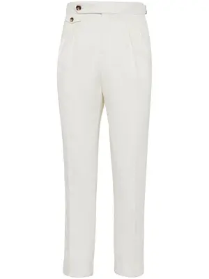 Brunello Cucinelli Pressed-crease Tapered Trousers - White
