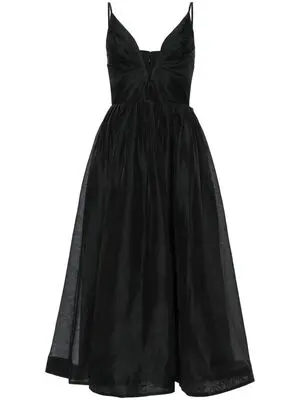Zimmermann Illustration V-neck Midi Dress - Black