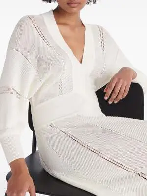 ERES Stella Knitted V-neck Dress - White
