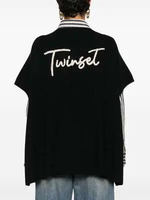 TWINSET Logo-embroidered Poncho - Black