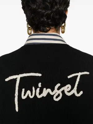 TWINSET Logo-embroidered Poncho - Black