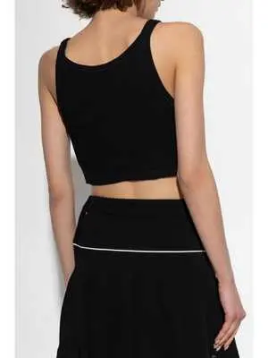 Palm Angels Logo-embroidered Ribbed Tank Top - Black