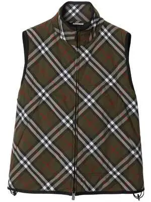 Burberry Checked Padded Gilet - Green