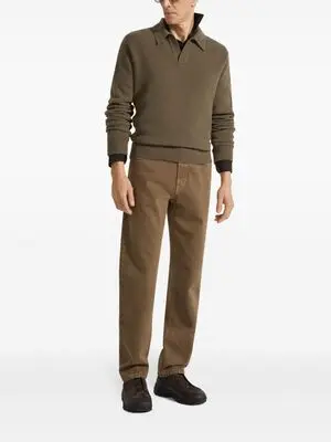 Zegna Oasi Cashmere Polo Shirt - Brown