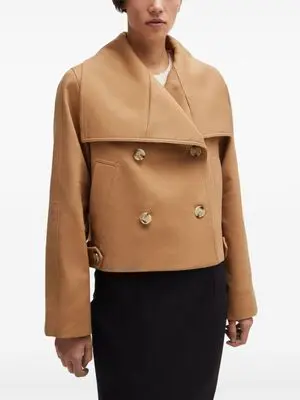 BOSS Draped-collar Cropped Jacket