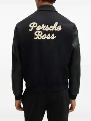 Boss X Porsche Logo-Appliqué Bomber Jacket - Black | Editorialist