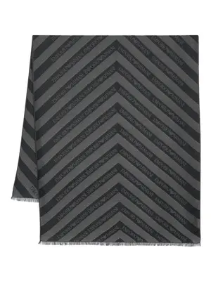 Emporio Armani Chevron-jacquard Scarf - Black