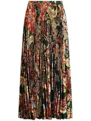 Etro Paisley Print Pleated Midi Skirt - Neutrals