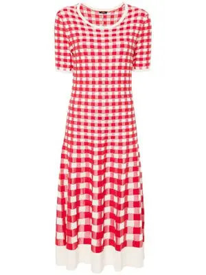 JOSEPH Gingham-jacquard Midi Dress