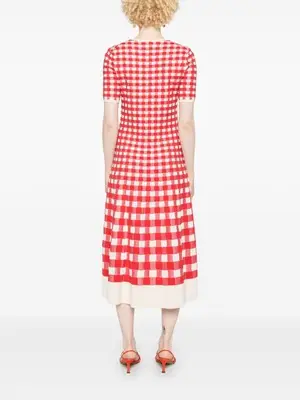 JOSEPH Gingham-jacquard Midi Dress