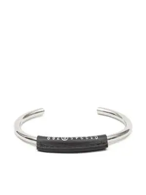 MAISON MARGIELA Numbers-motif Leather Cuff Bracelet - Silver