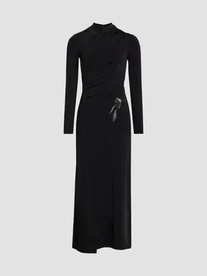 Giorgio Armani Jersey Embellished Maxi Dress Black