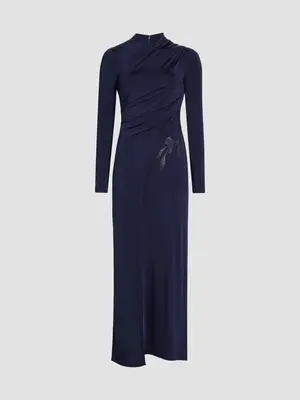 Giorgio Armani Jersey Embellished Maxi Dress - Navy