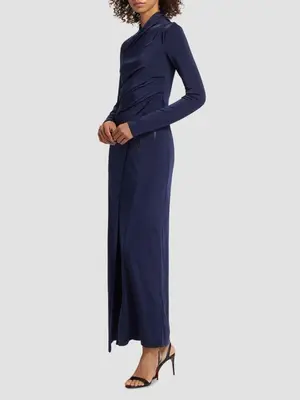 Giorgio Armani Jersey Embellished Maxi Dress - Navy