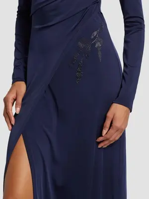 Giorgio Armani Jersey Embellished Maxi Dress - Navy