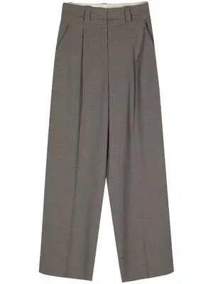 ALYSI Wool Blend Houndstooth Trousers - Blue