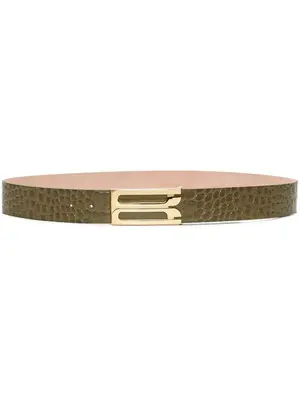 Victoria Beckham Crocodile-embossed Leather Jumbo Frame Belt - Green