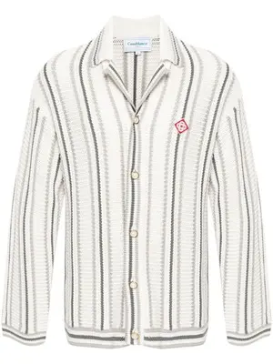 Casablanca Crochet Textured Cardigan - White