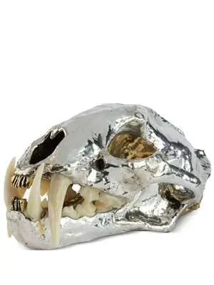 PARTS OF FOUR Leopard Skull Centrepiece Silver