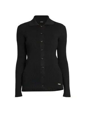 Kiton Rib-knit Wool-blend Cardigan - Black