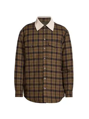 Isabel Marant Men's Steeve Plaid Overshirt - Khaki Khaki  Khaki Khaki