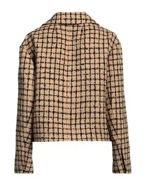 Sandro Bouclé Checked Double-breasted Blazer - Sand