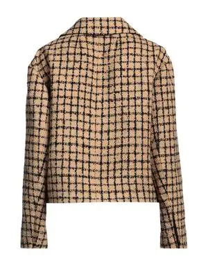 Sandro Bouclé Checked Double-breasted Blazer - Sand