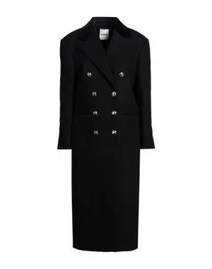 Sandro Flannel Double-breasted Coat With Velvet Trims