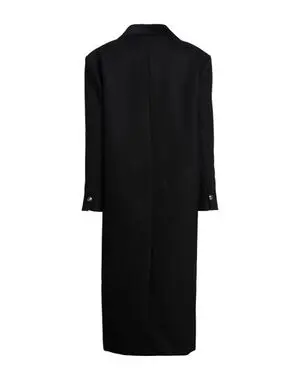 Sandro Flannel Double-breasted Coat With Velvet Trims