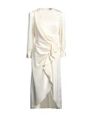 Sandro Midi Dress Cream Size Polyester, Elastane