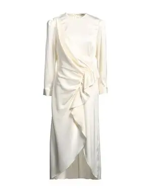 Sandro Midi Dress Cream Size Polyester, Elastane