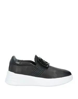 Hogan Slip-on Leather Sneakers With Wedge - Black