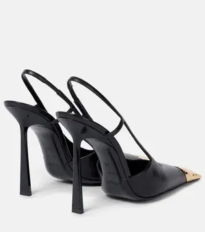 Saint Laurent Jeanne 110 Leather Slingback Pumps - Black