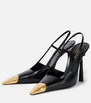 Saint Laurent Jeanne 110 Leather Slingback Pumps - Black