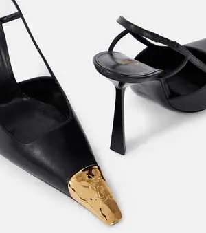 Saint Laurent Jeanne 110 Leather Slingback Pumps - Black