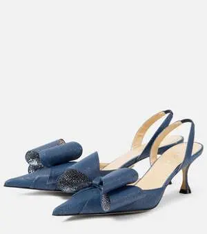 Mach & Mach Le Cadeau 65 Denim Slingback Pumps