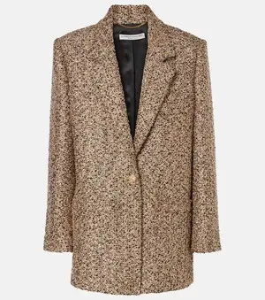 Alessandra Rich Oversized Tweed Lamé Blazer - Brown