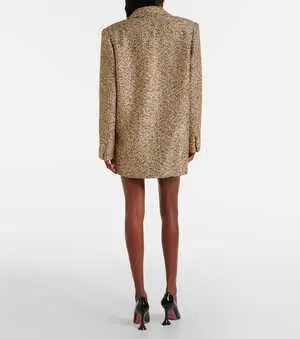 Alessandra Rich Oversized Tweed Lamé Blazer - Brown