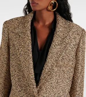 Alessandra Rich Oversized Tweed Lamé Blazer - Brown