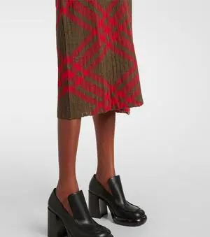 Burberry Check Ribbed-knit Midi Dress - Red