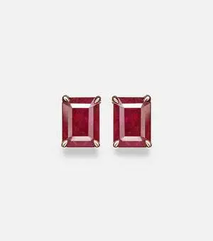 Shay Jewelry 18kt Rose Earrings With Rubies - Gold