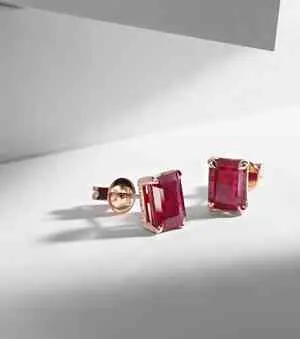 Shay Jewelry 18kt Rose Earrings With Rubies