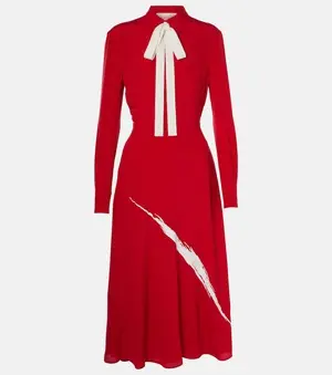 Valentino Garavani Crêpe De Chine Midi Dress With Contrast Tie Detail - Multicoloured