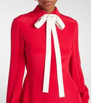 Valentino Garavani Crêpe De Chine Midi Dress With Contrast Tie Detail - Multicoloured