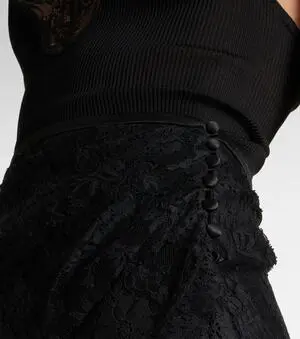 Saint Laurent Sheer Cotton-blend Lace Wrap Skirt - Black