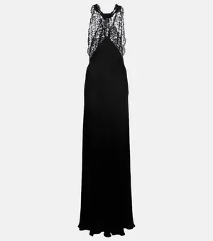 Saint Laurent Lace-trimmed Silk Gown