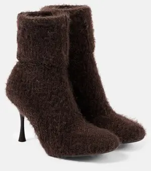 GIANVITO ROSSI Finny 85 Knitted Sock Boots - Brown